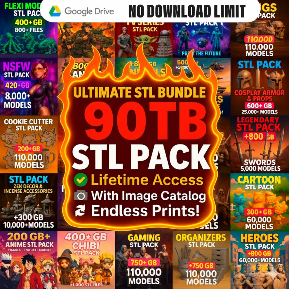 Ultimate 3D Print STL Mega Bundle (90 TB / 400,000+ Models) | Instant ...
